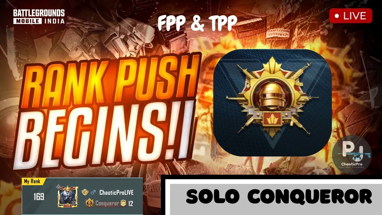 🇮🇳BGMI : SOLO Gold To Conqueror Rank Push Live🔥Day 1 ️ - YouTube