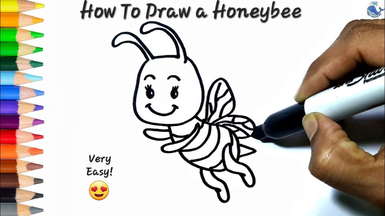 How To Draw HoneyBee | Kids Drawing Tutorial | Step By Step Drawing | # ...