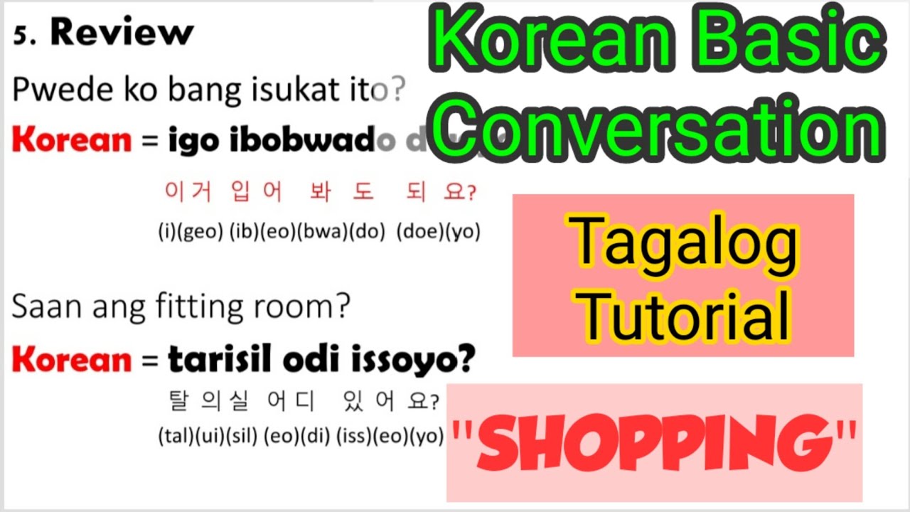 LESSON 7: KOREAN BASIC CONVERSATION TAGALOG TUTORIAL - YouTube