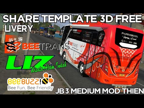 share template 3D livery LIZ BEEBUS BEE TRANS WISATA jb3 medium mod thien - YouTube