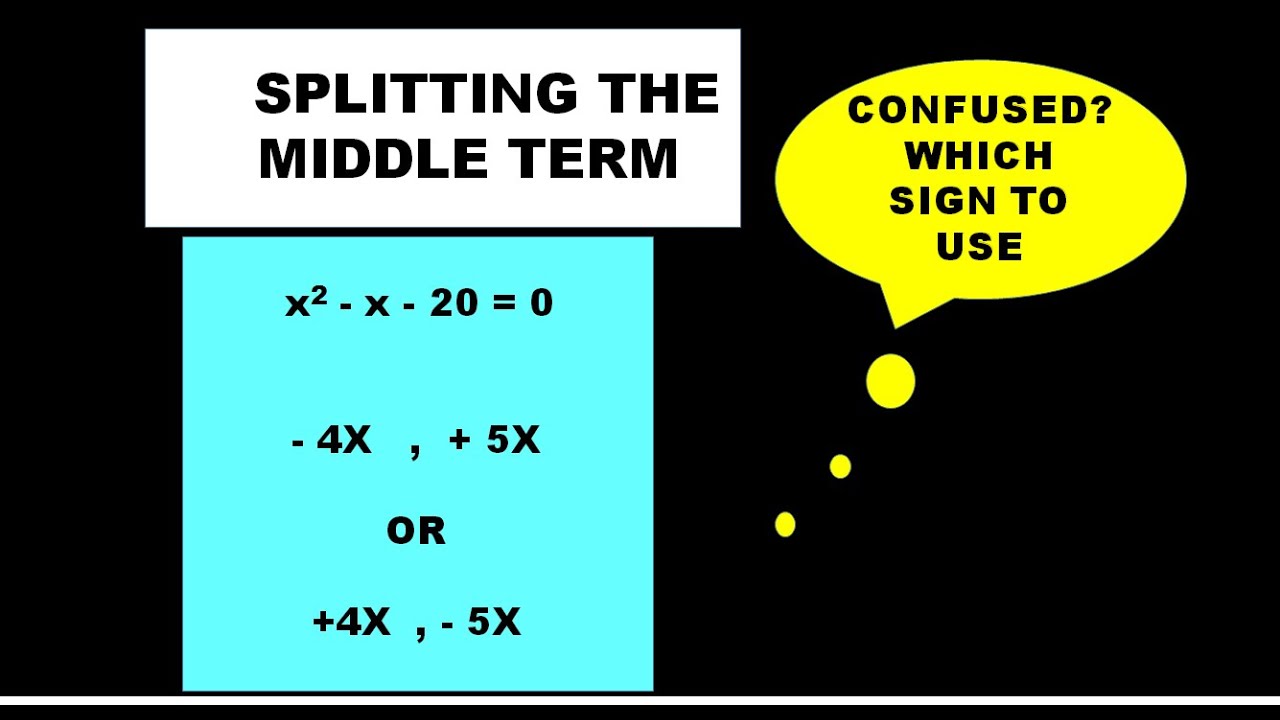 SPLITTING THE MIDDLE TERM | ROOTS OF QUADRATIC EQUATION | 4 DIFFERENT ...