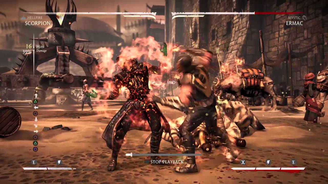 Mortal Kombat X_Scorpion jump kick combo 1 bar - YouTube