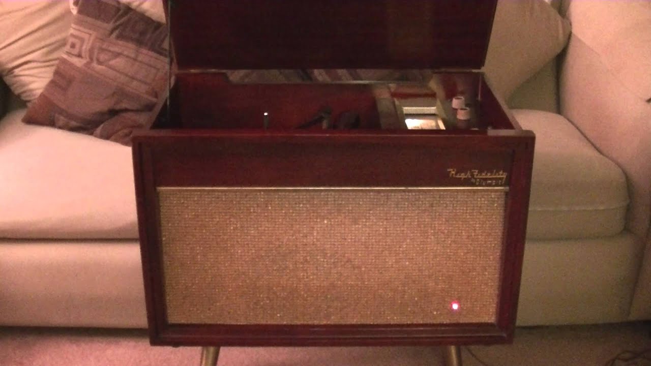 1956 OLYMPIC HIGH FIDELITY RADIO/RECORD PLAYER MODEL A590 -- HEARTS OF ...