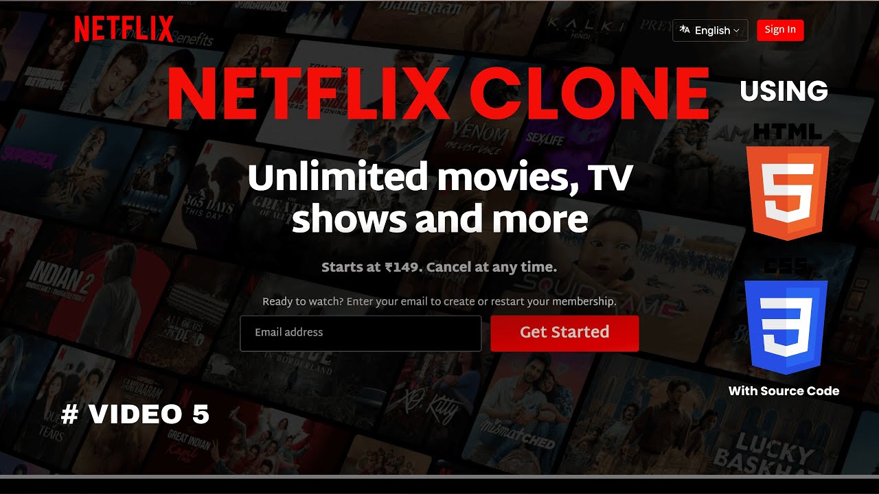 Netflix Clone Using HTML and CSS - With Source Code - YouTube