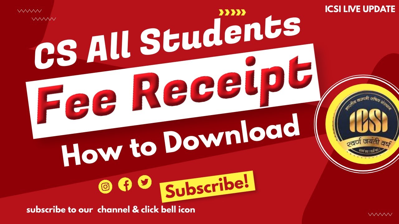 How to get the Fee Receipt for CS all Students CSEET, CS Executive, CS ...