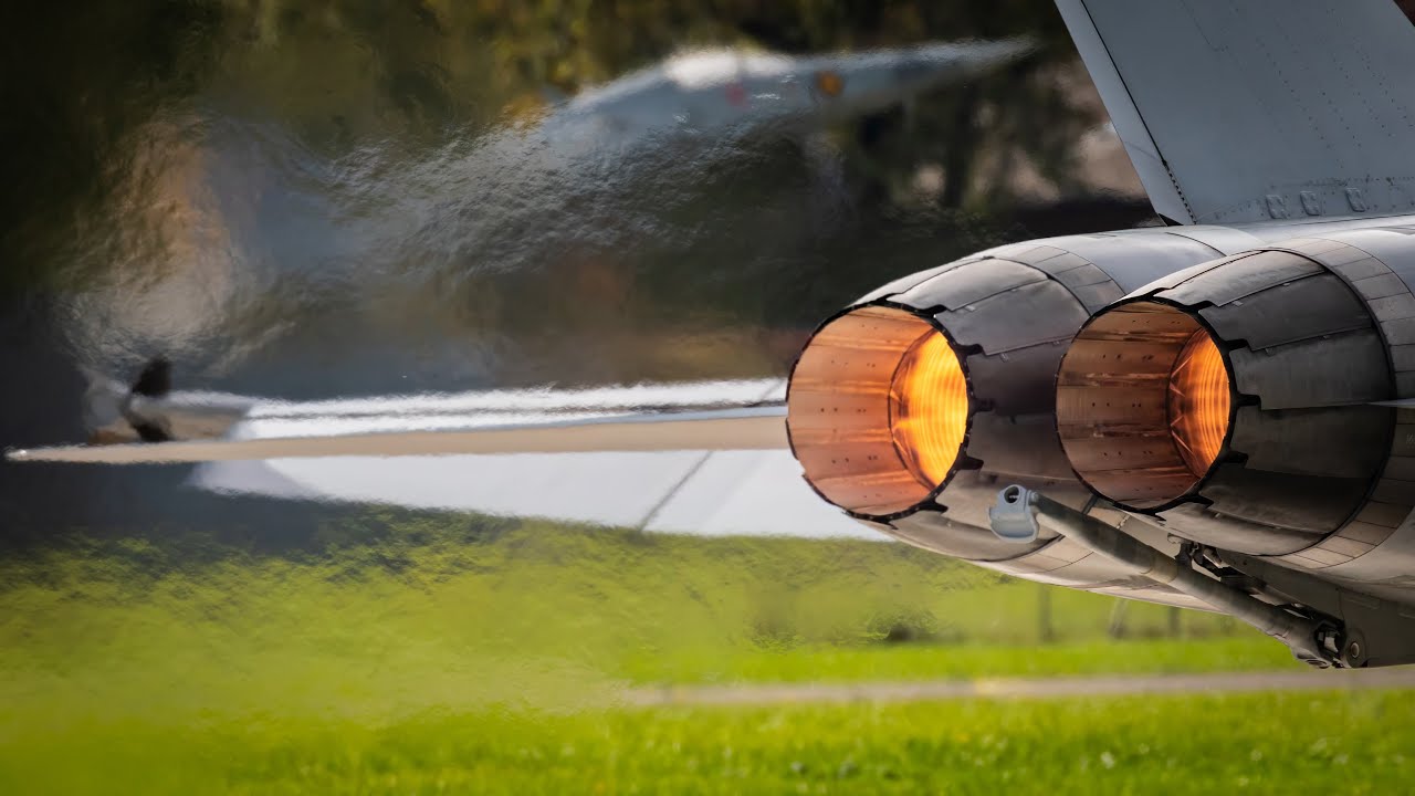 Spectacular F/A-18 Hornet Afterburner Take off in Wet Conditions [4K ...