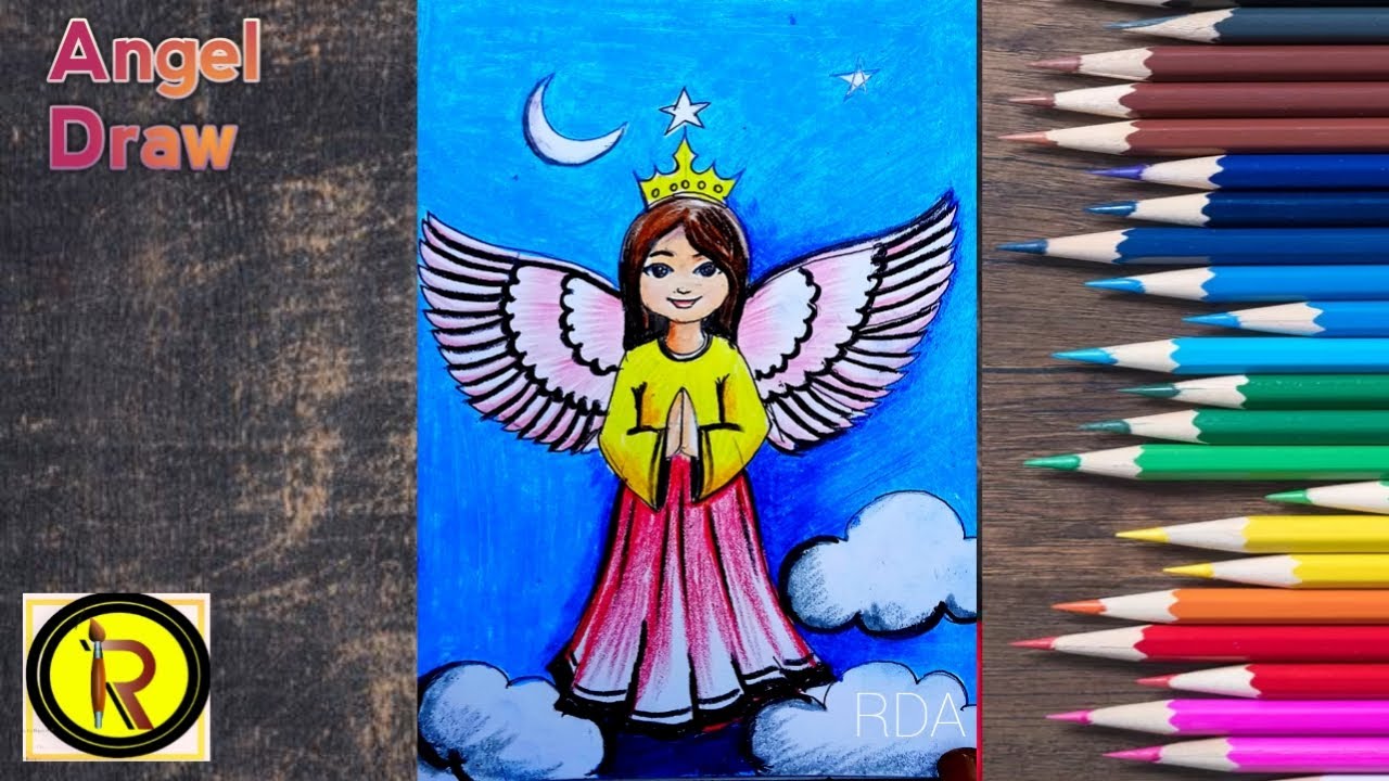 How to draw an angel for kids | Angel easy draw tutorial | Pencil ...