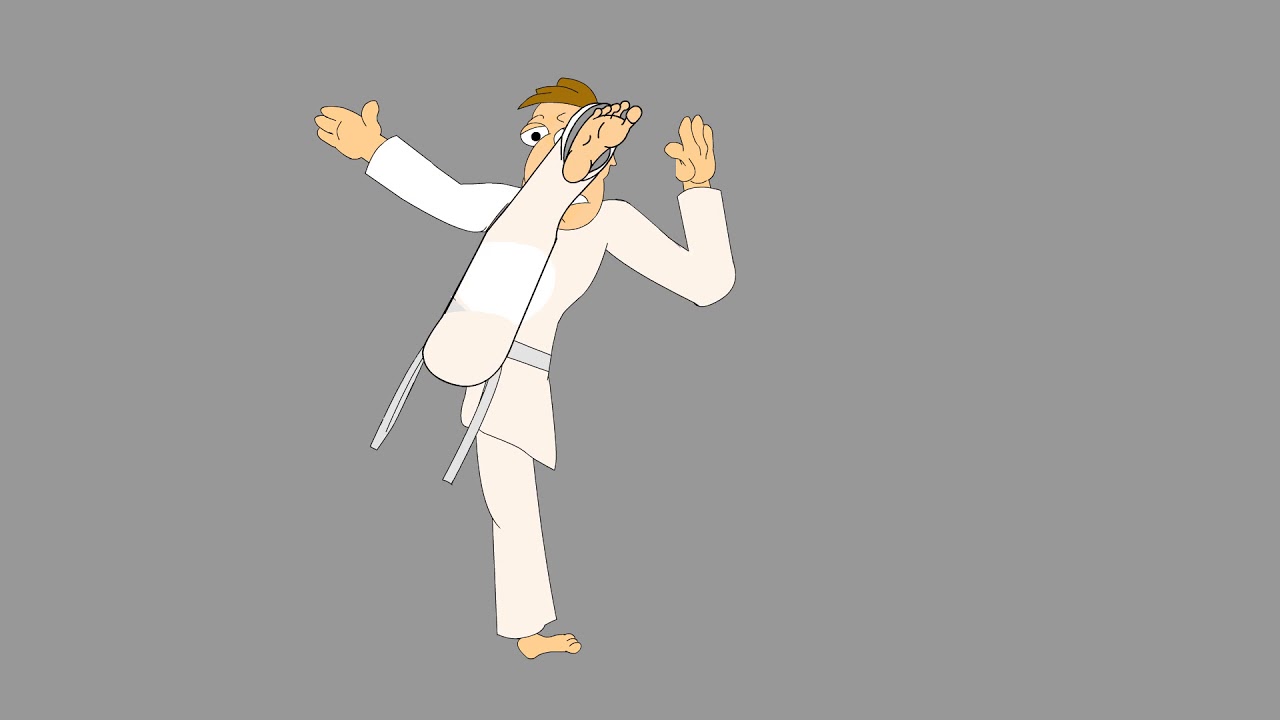 front karate kick, adobe flash, 2d animation - YouTube