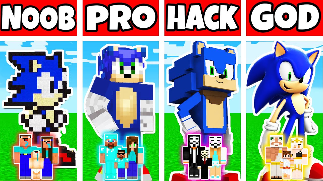 Minecraft: FAMILY SONIC THE HEDGEHOG BUILD CHALLENGE - NOOB vs PRO vs ...