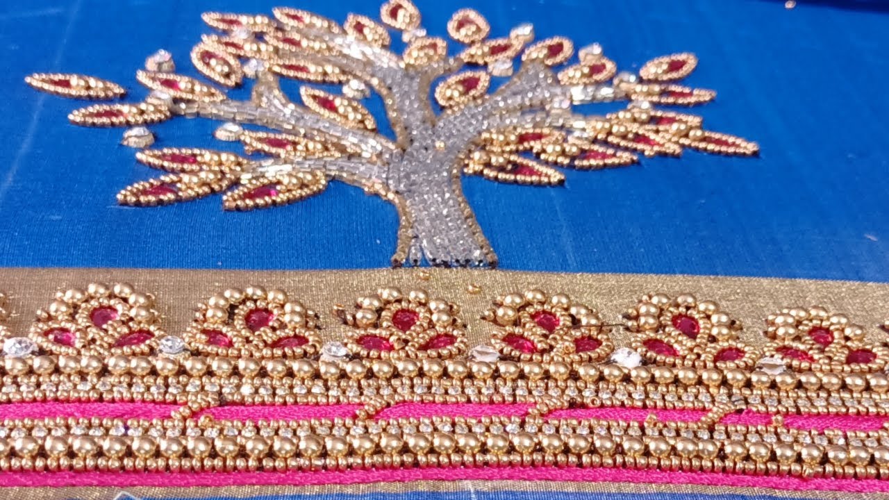 Aari work bridal sleeve design// aari sleeve work// aari work trees ...