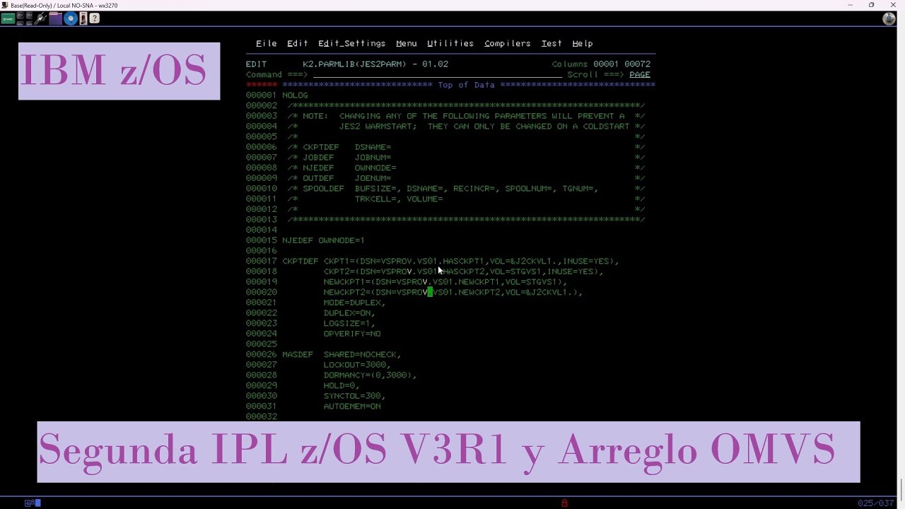 IBM z/OS: Segunda IPL z/OS V3R1 y Arreglo OMVS - YouTube