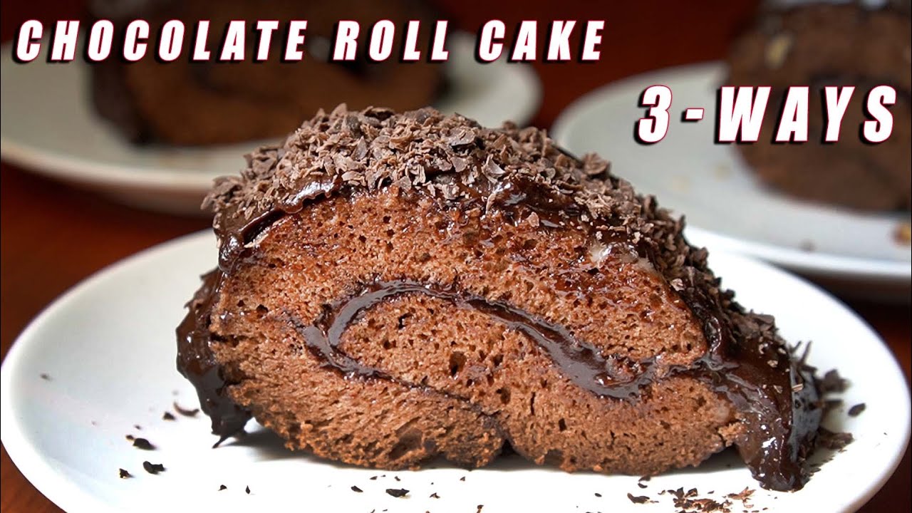Chocolate Fudge Roll Cake [ 3 Ways ] || Chocolate Roll Cake - YouTube