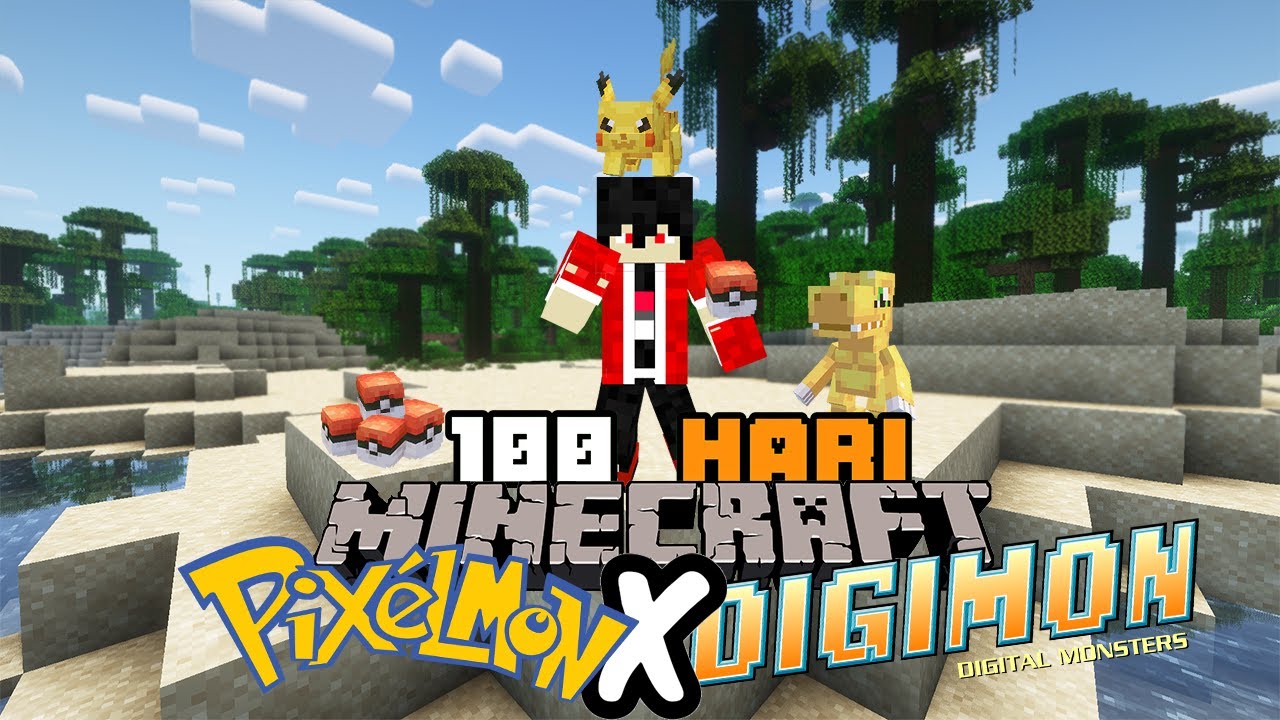 100 Hari Di Minecraft Pixelmon dan Digimon - YouTube