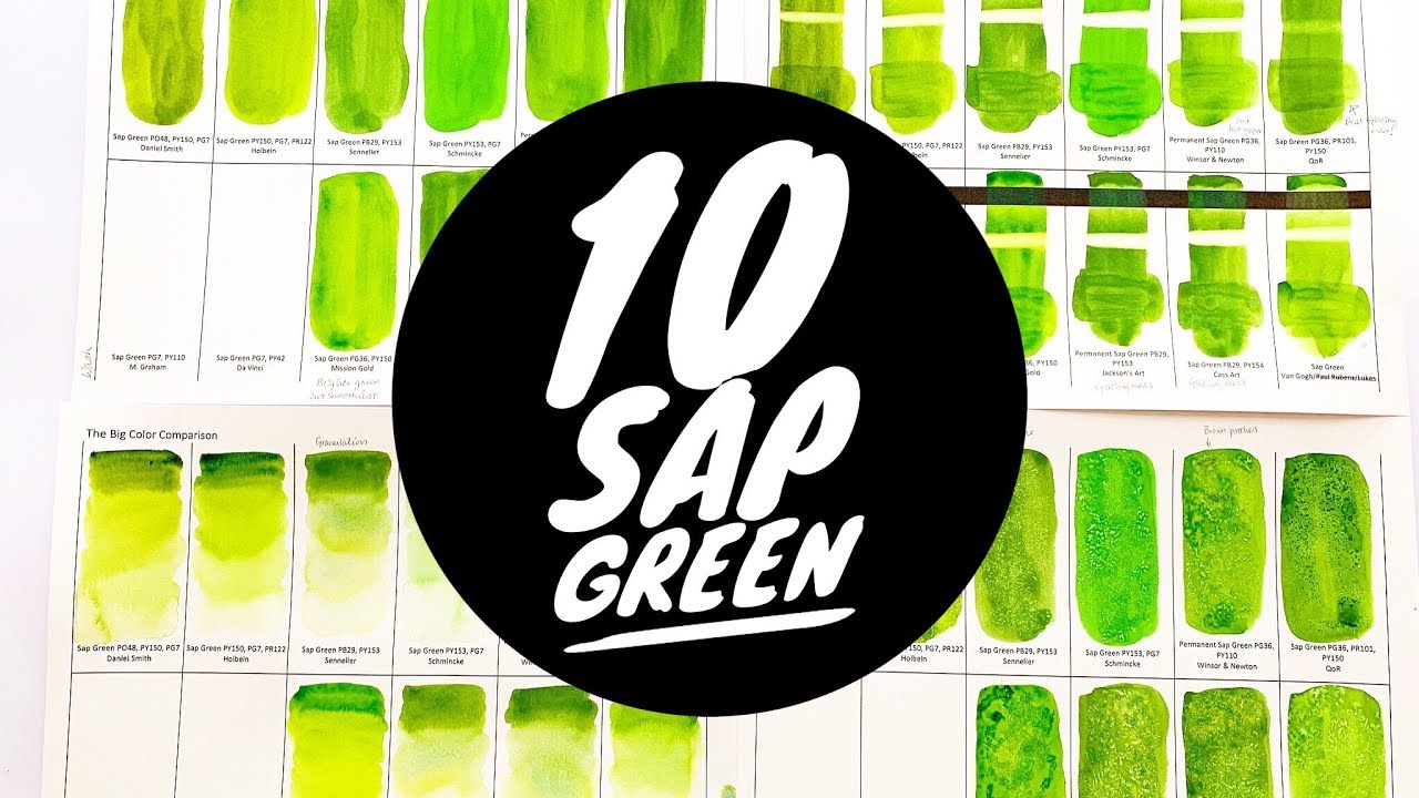 Colossal Color Showdown Ep. 16: Sap Green | Comparing 10 Watercolor ...