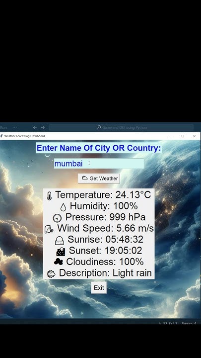 Weather ☁️🌡️ Application Using Python Gui Tkinter Package Code Python