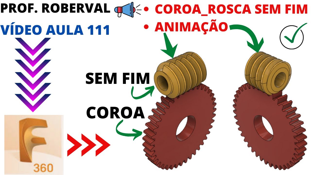 Aula 111- Criação da Coroa ( Engrenagem) com Rosca Sem Fim e Animação ...