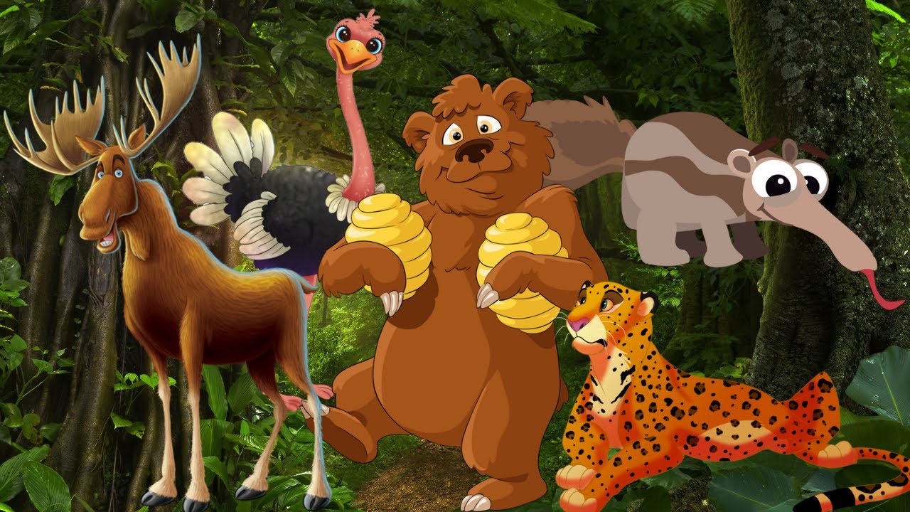 CUTE LITTLE ANIMALS - Bear, Otter, Ant-eater, Moose, Ostrich, Leopard ...