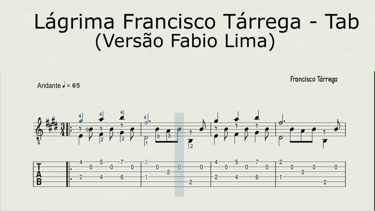 Fabio Lima ''Lágrima'' (Francisco Tárrega) - Tab - YouTube