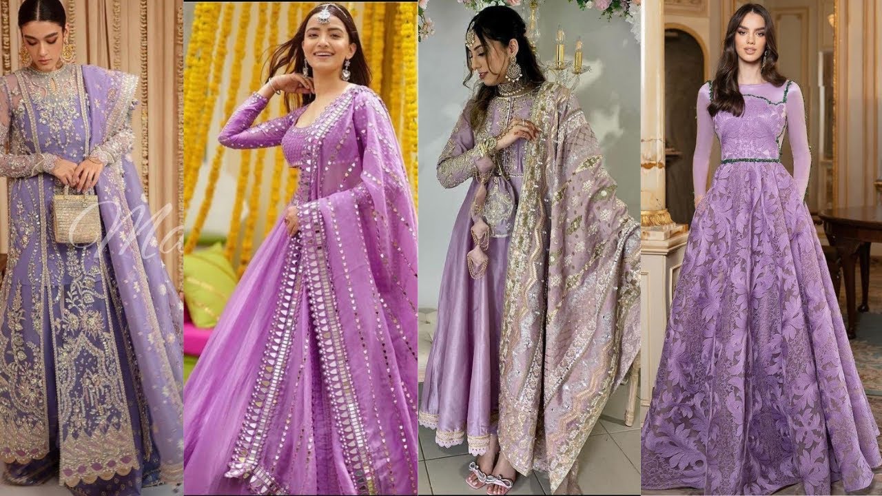 Beautiful Purple Colour Dress Design |Light And Dark Purple Shade Dress ...