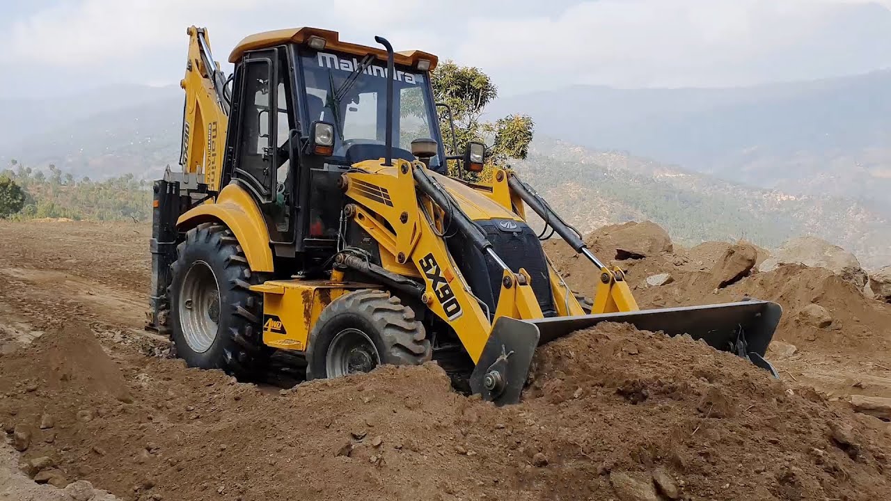 Mahindra Backhoe Loader Working For Hilly Road Construction - Clearing ...