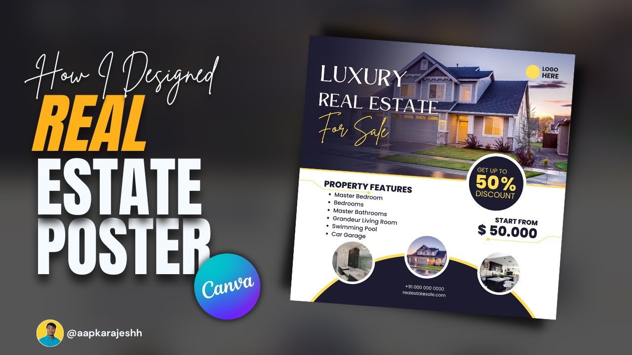 How I designed Real Estate Poster In Canva | Canva Tutorial || Rajesh ...