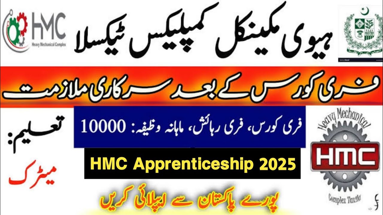 Heavy Mechanical Complex HMC Taxila Apprenticeship 2025 - YouTube