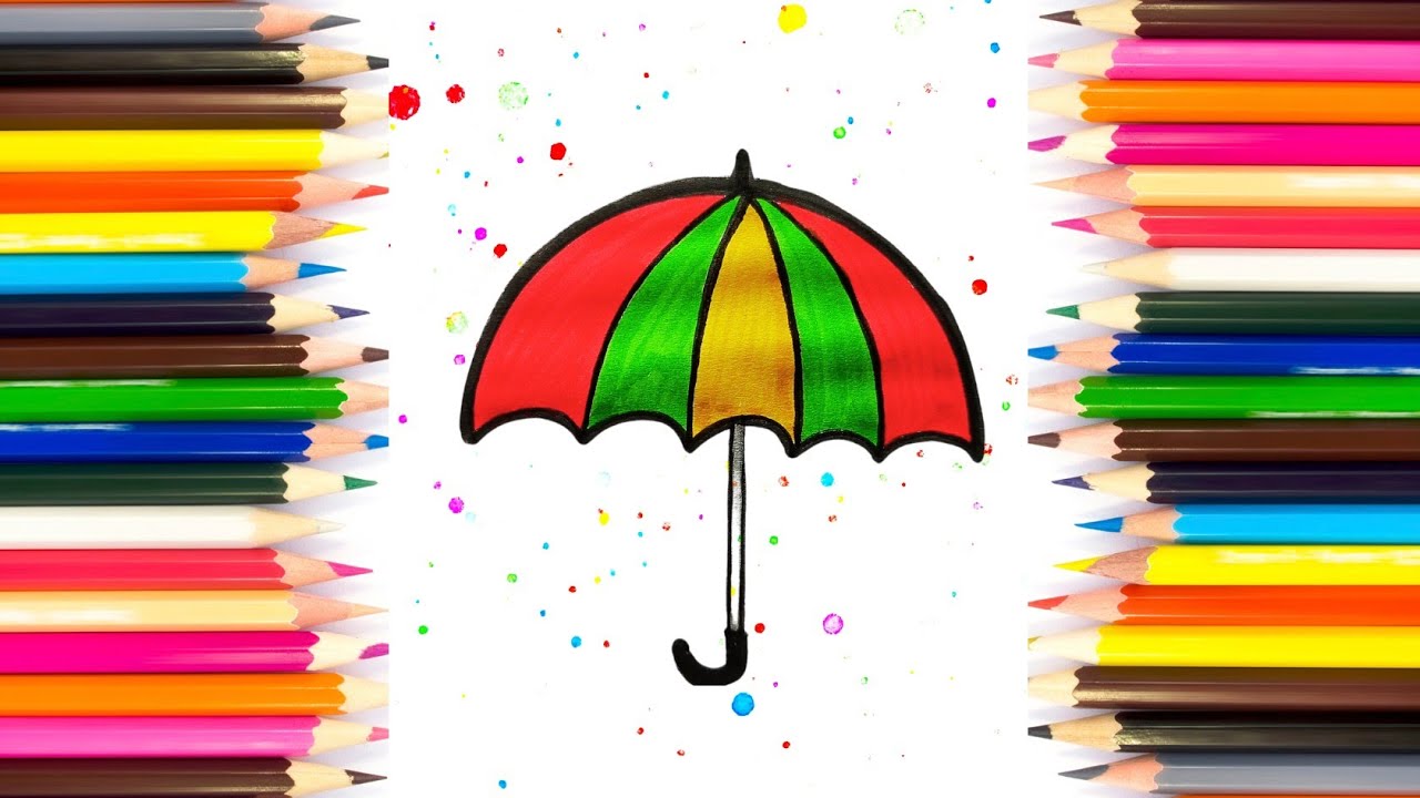 How to draw an umbrella | Step by step drawing and coloring activity ...
