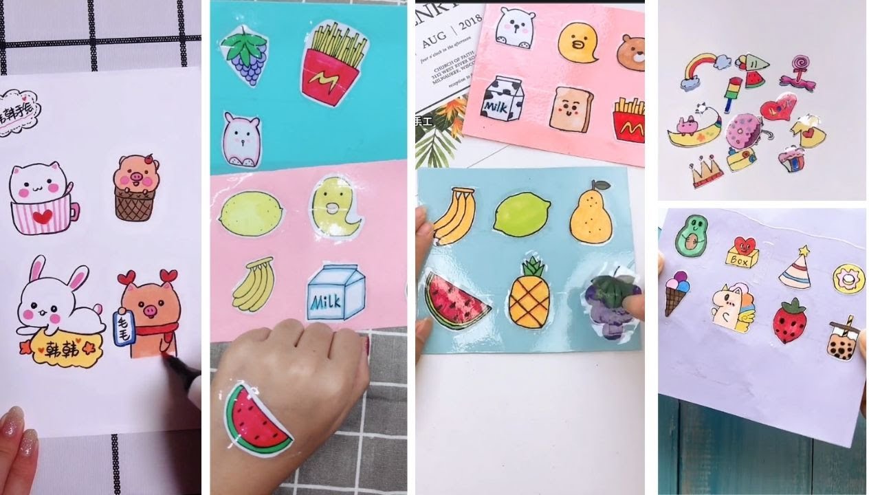 P.4 | DIY Stickers | Tổng hợp cách làm Stickers hanmade cute | Vẽ ...