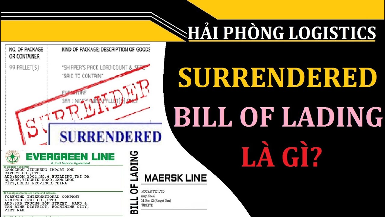 Surrendered Bill Of Lading (Vận đơn điện giao hàng – Vận đơn xuất trình ...
