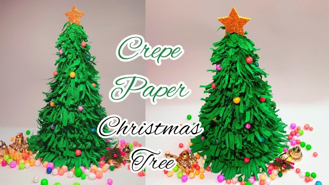 DIY Crepe paper christmas tree making | Table top christmas tree ...