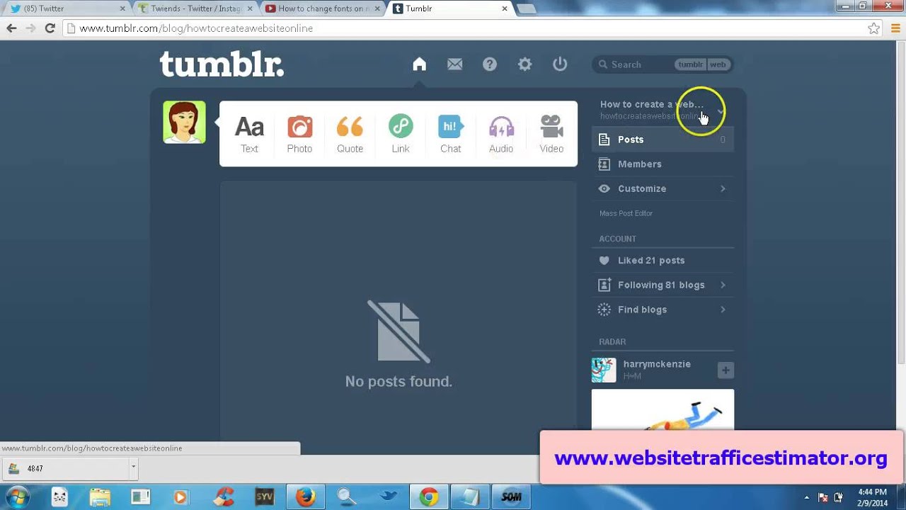 [Create A Blog For Free] - Create Own Blog Free Using Tumblr - YouTube