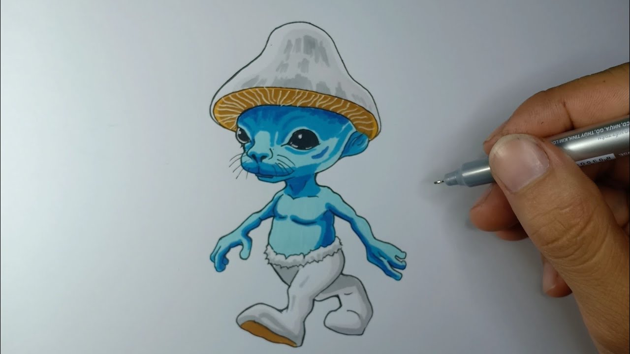 How To Draw SMURF CAT Very Easy - YouTube