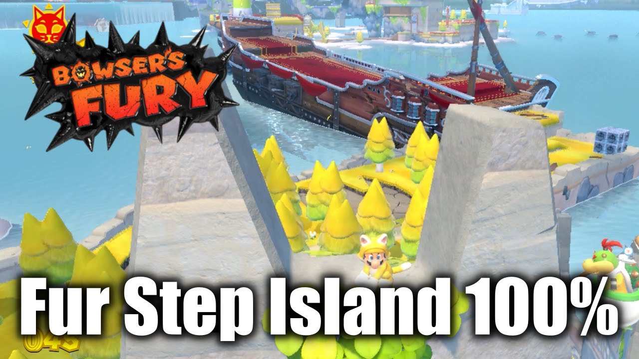Bowser's Fury - Fur Step Island 100% - All Cat Shines - Gameplay ...