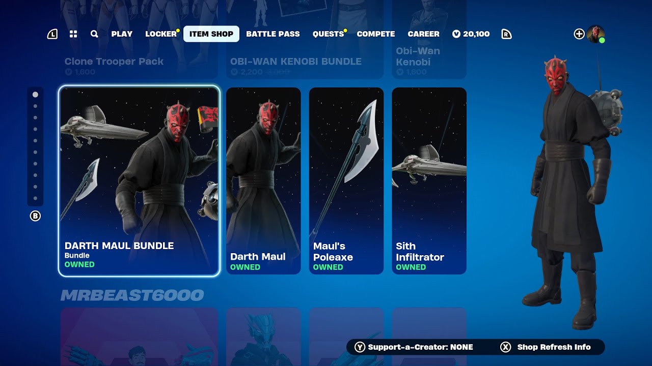 FORTNITE BUYING DARTH MAUL BUNDLE - YouTube