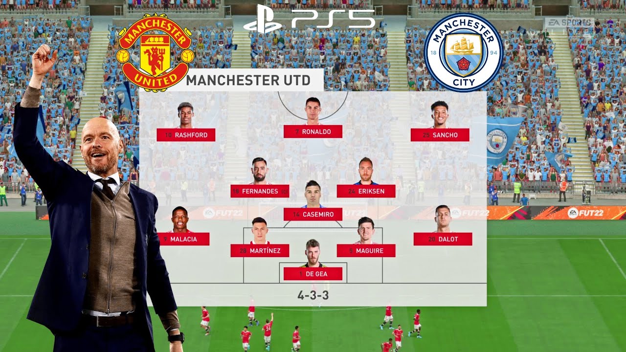 Manchester United vs Manchester City ft Malacia, Ronaldo Casemiro ...