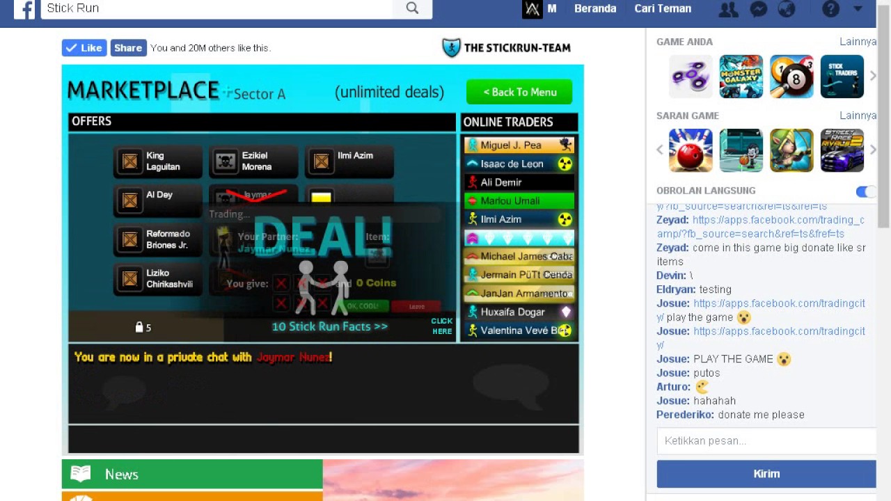 DONATIONS 2 STICK RUN - STICK RUN FACEBOOK GAMES - YouTube