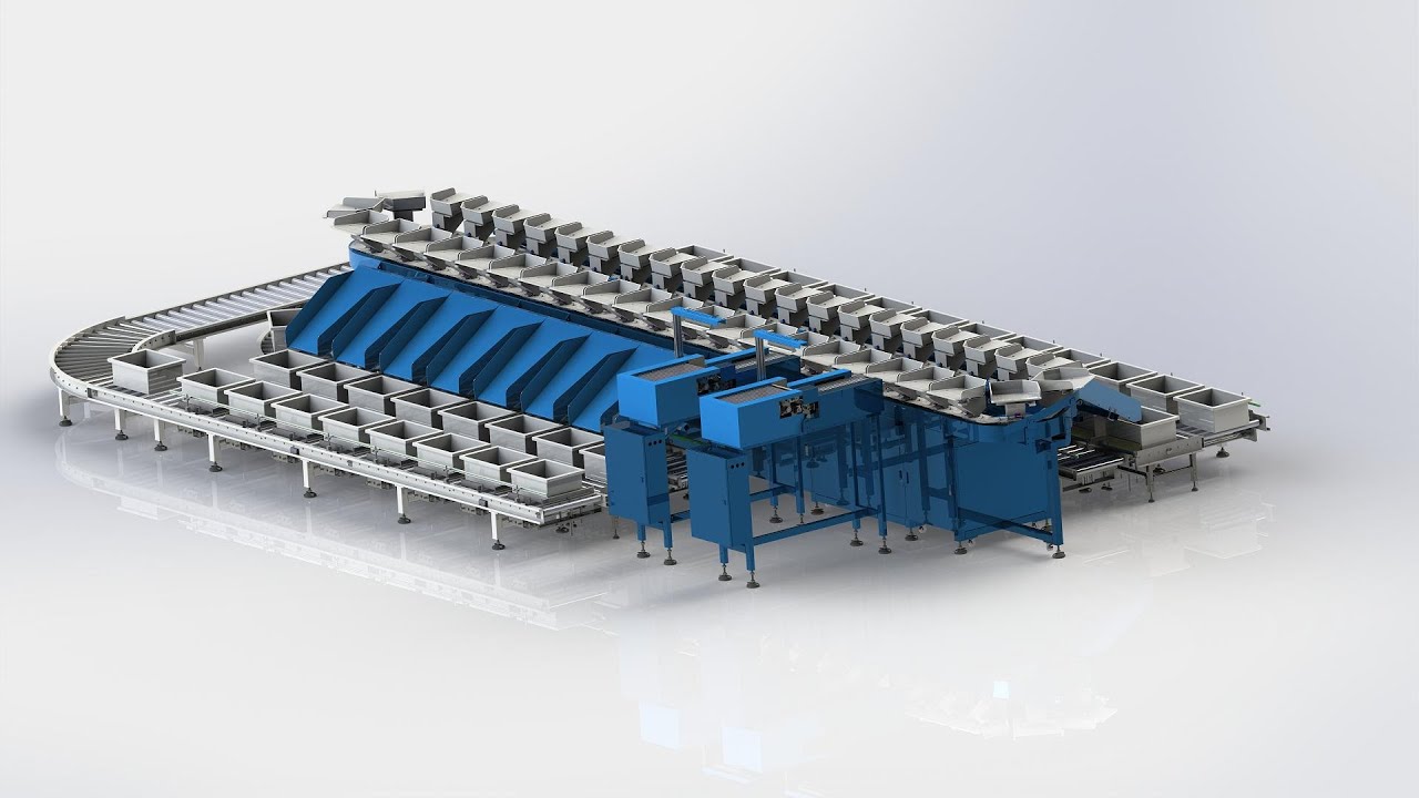 Circular Cross Belt Sorting System 3D - YouTube