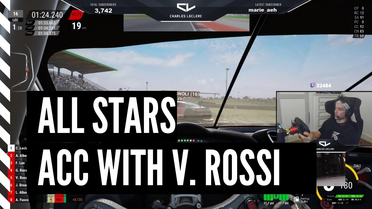 Charles Leclerc Racing - ACC ALL STARS NIGHT with Valentino Rossi - YouTube