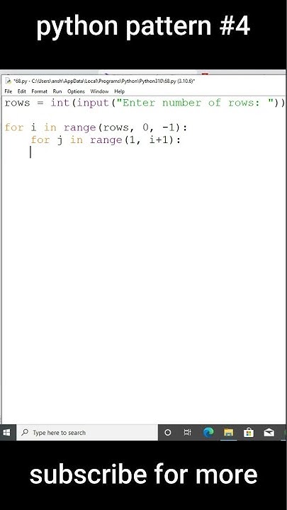 python patternprinting 04 - YouTube