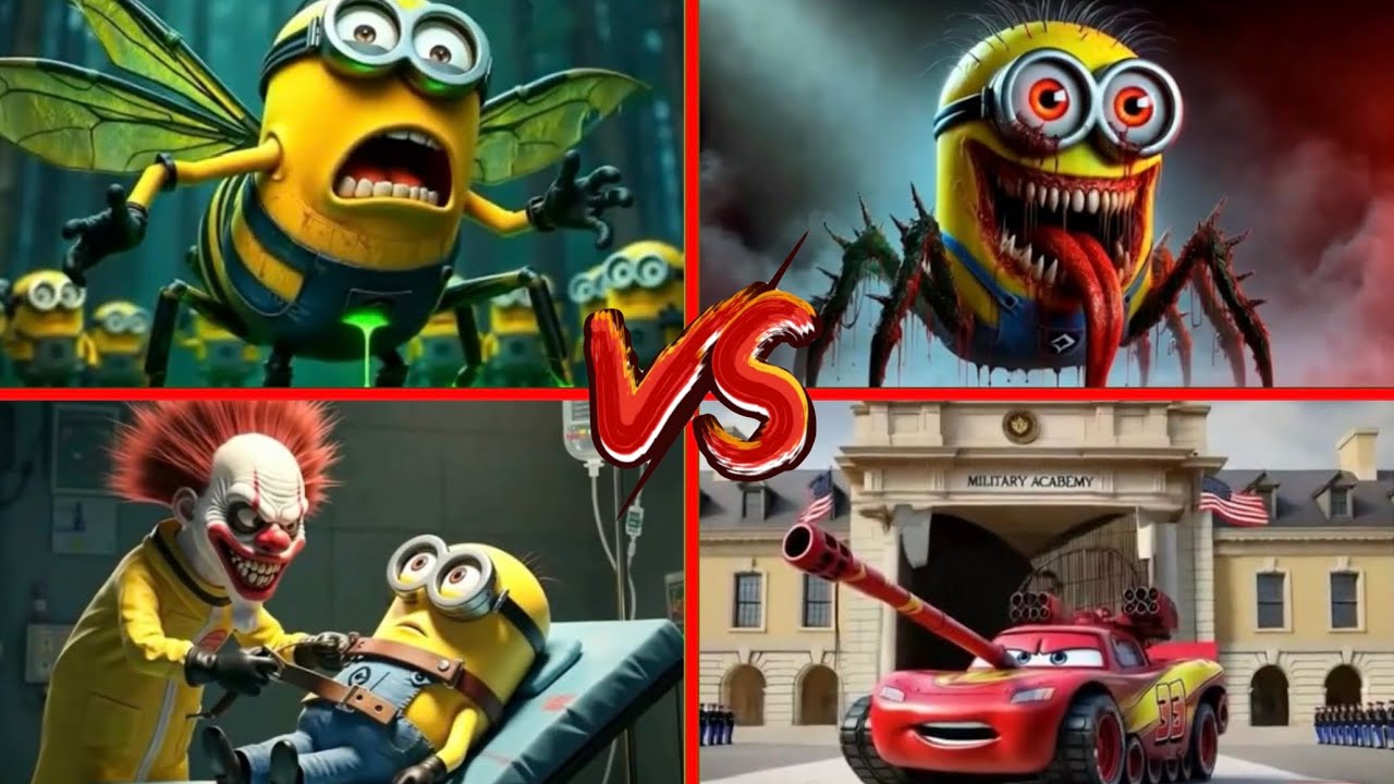 Horror Minion🆚Minion Bee🆚Cyberworm🆚Mcqueen Tank-Spinning wheel Tiles ...