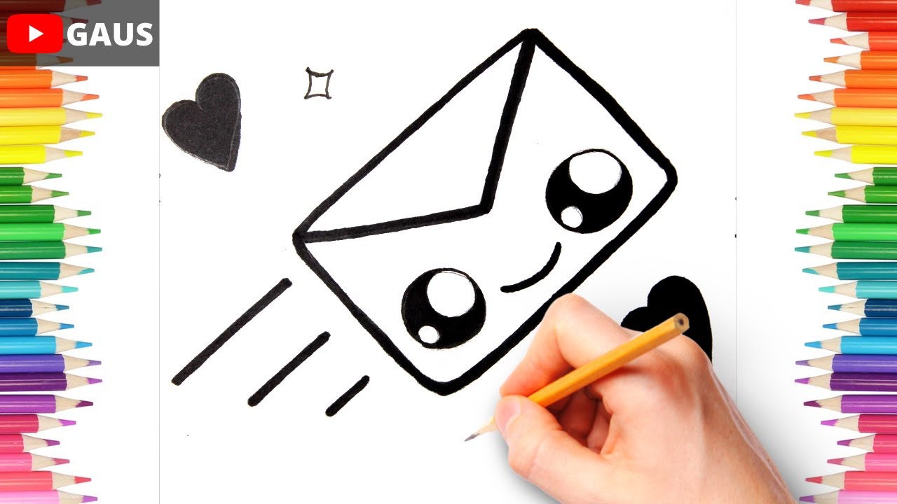 How To Draw A Cute Envelope [ Step by Step ] CHALLENGE DAY 14 | Gaus ...