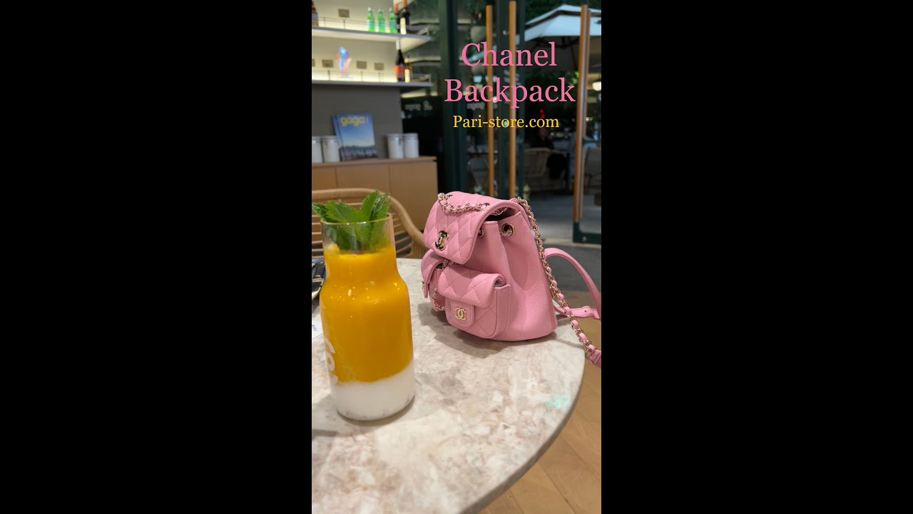 Chanel Mini Backpack in Pink Caviar Leather - YouTube