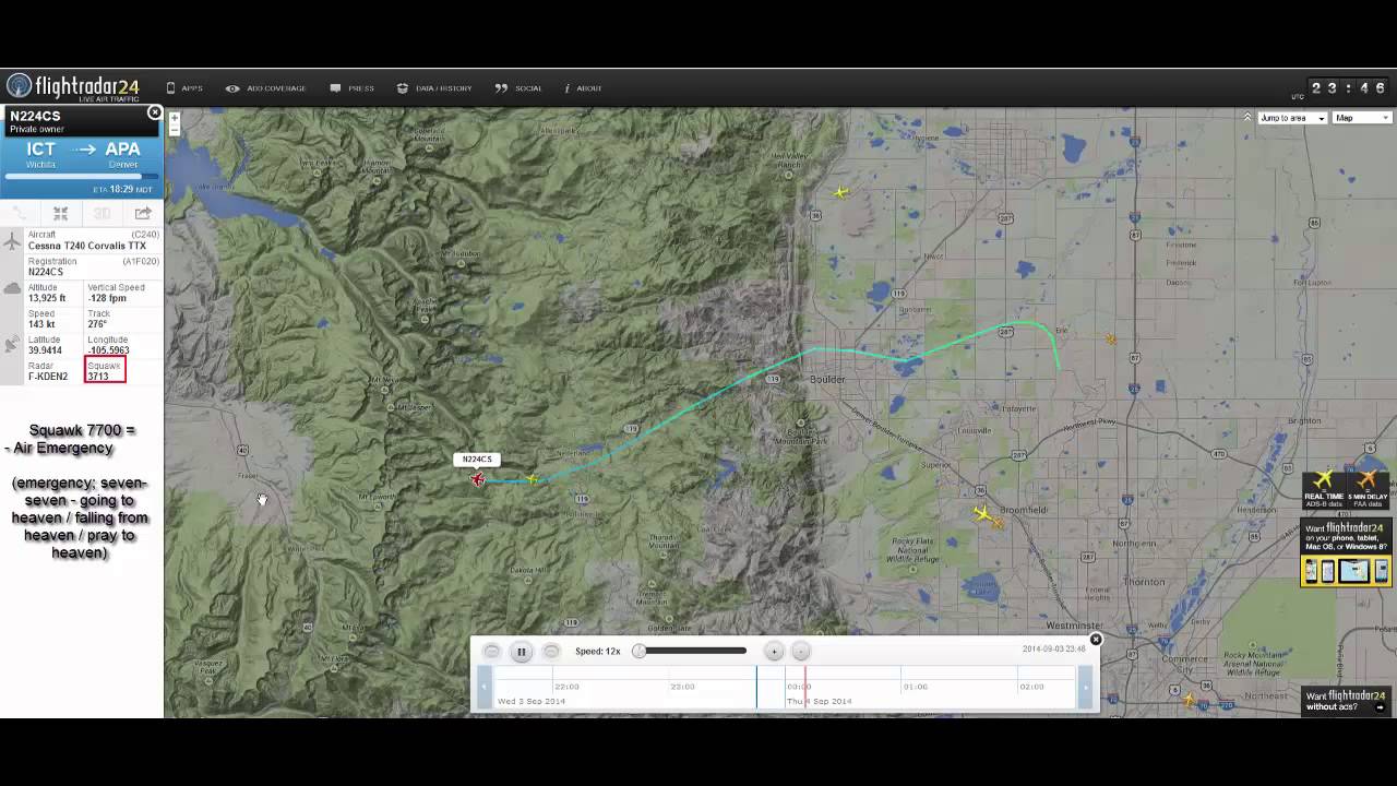Flightradar24 : Squawk 7700 (77 go to Heaven) [Cessna] - YouTube