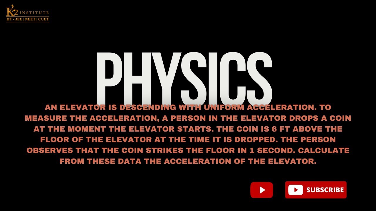 An elevator is descending with uniform acceleration. To measure the acceleration, a person in ...