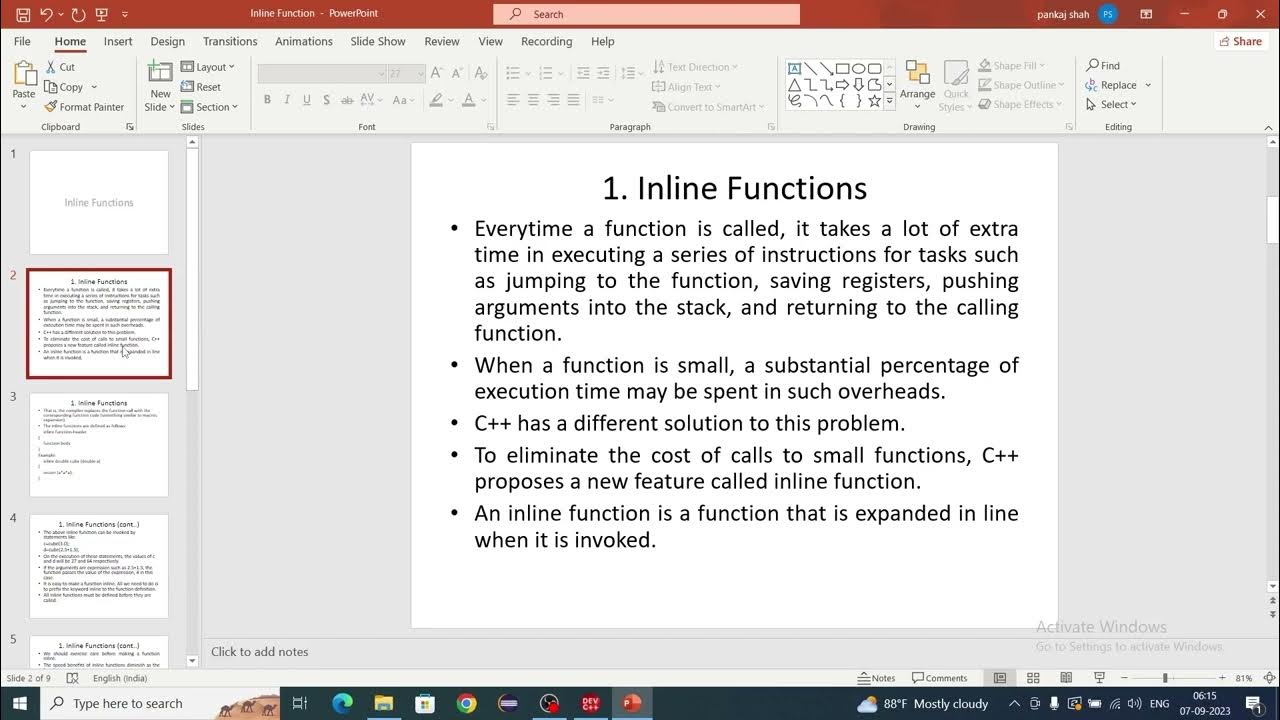 INLINE FUNCTION IN OOP ||C++ TUTORIAL|| - YouTube