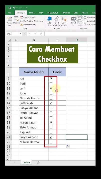 Cara Membuat Checkbox Atau Kotak Centang Dengan Cepat | Excel 2019 | # ...