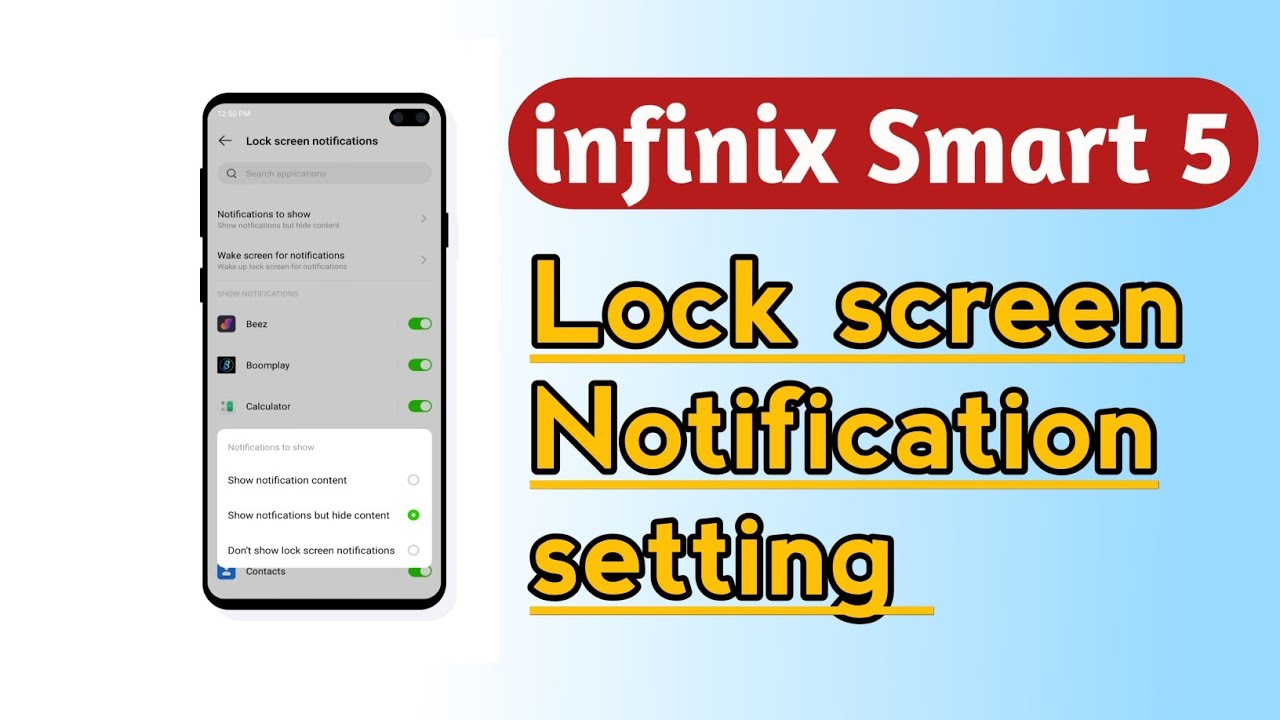 infinix Smart 5 Lock Screen Notification setting - YouTube