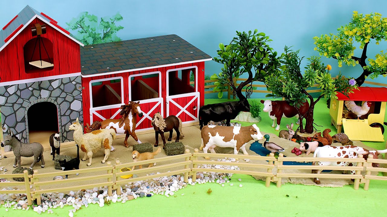 Fun Farm Small and Big Barn Animal Figurines - YouTube