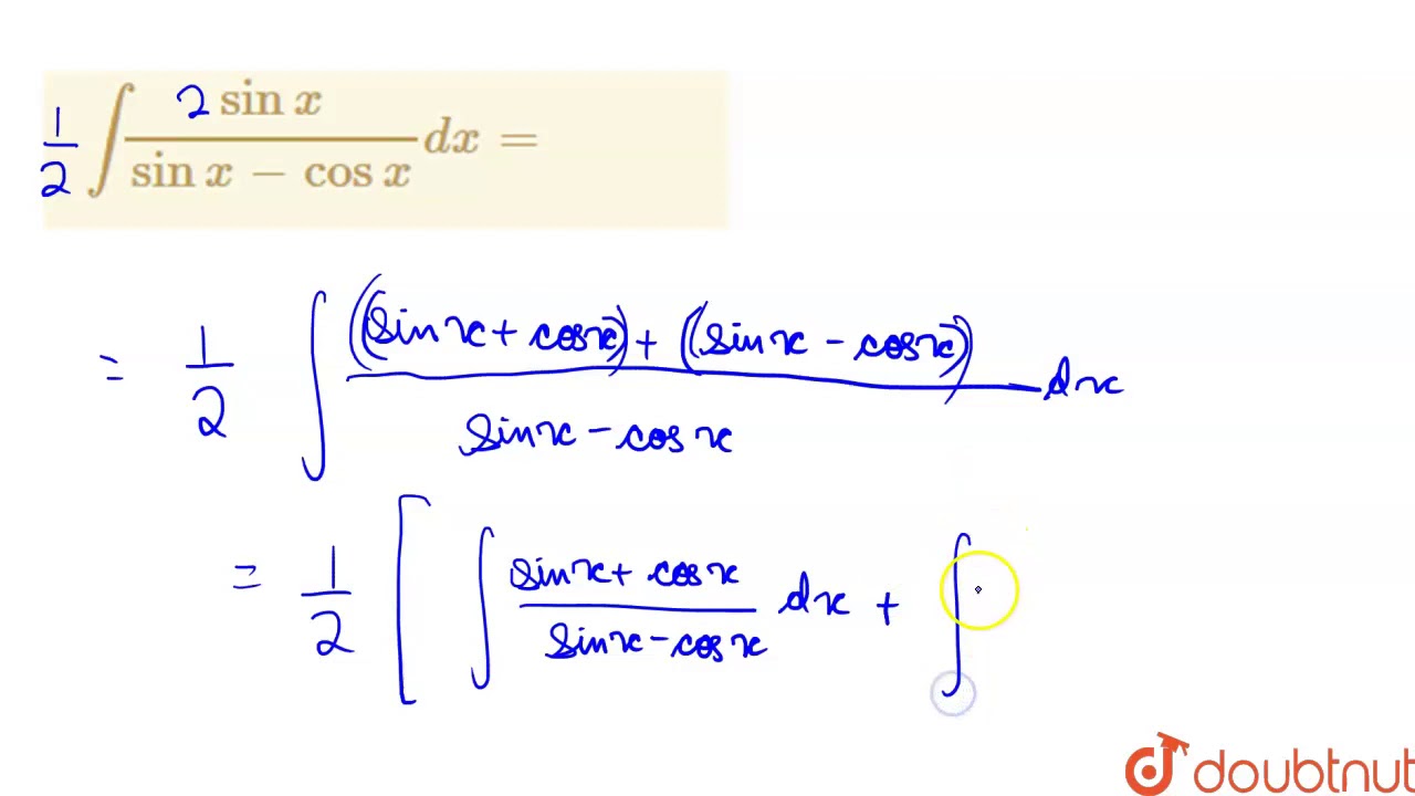 `int(sinx)/(sinx-cosx)dx=` - YouTube