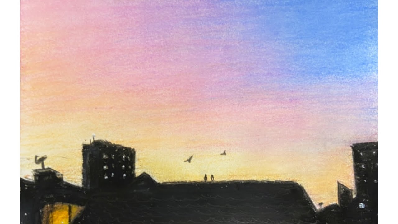 Window View || Sunset Oil Pastel - YouTube